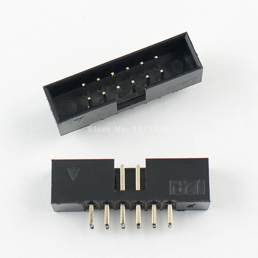 100pcs 2mm 2x6 Pin 12 Pin Straight Male Shrouded Pcb Box Header Idc ...