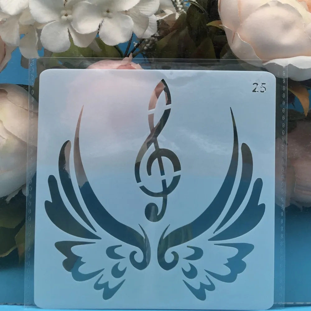 13cm Wing Music Note DIY Layering Stencils Wall Painting Scrapbook ...