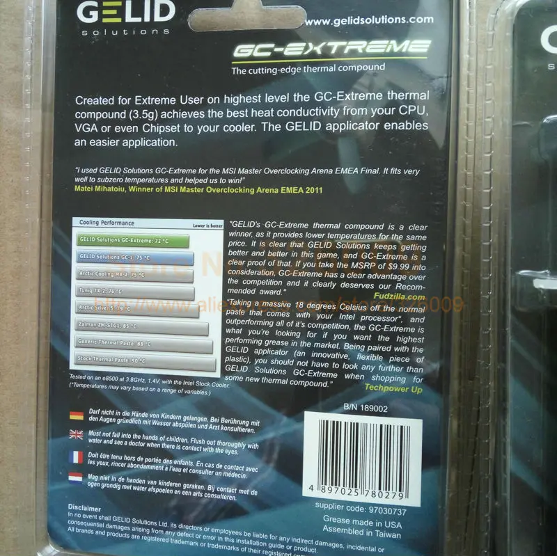 Подлинная GELID GC-Extreme 3,5g 8,5 W/MK Термопаста для разгона ...