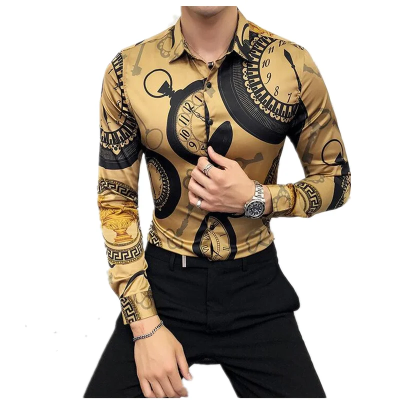 Luxury Print Men's Shirt Fashion Club Clothing Mens Designer Brand ...