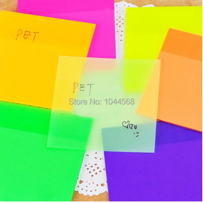 10pcs/lot Fluorescent Color Plastic Transparent Post-it Notes Messages ...