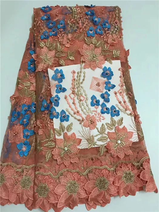 Warna Peach Bordir Renda African Kain Nigeria 2019 Tulle Bahasa ...