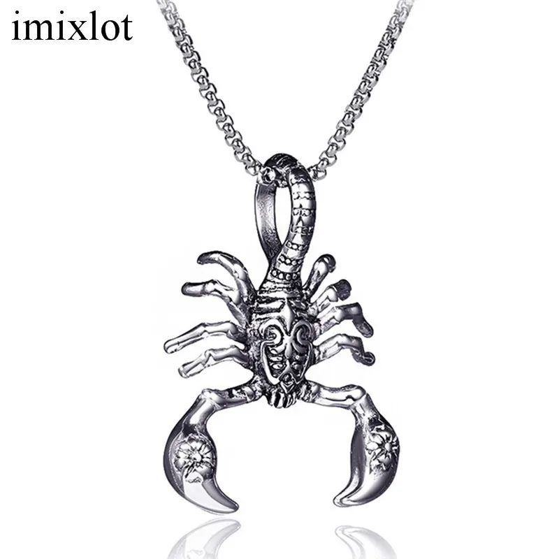 imixlot Silver Color Scorpion Pendant Necklace For Men Hip hop Rock ...