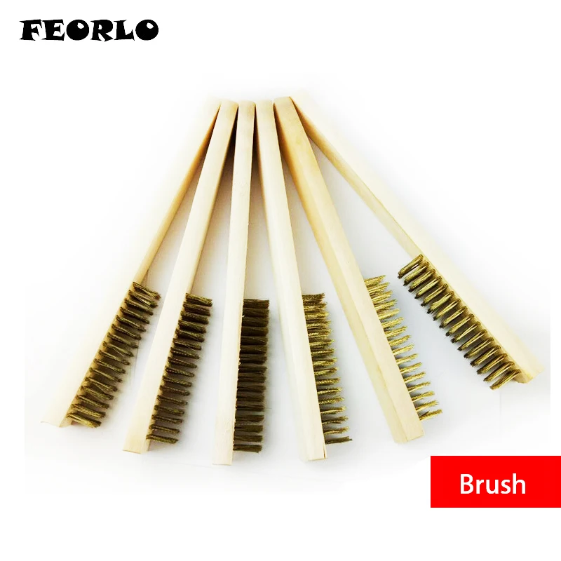 6x16 Row Copper Brush Wood Handle Brass Wire for Industrial Devices ...
