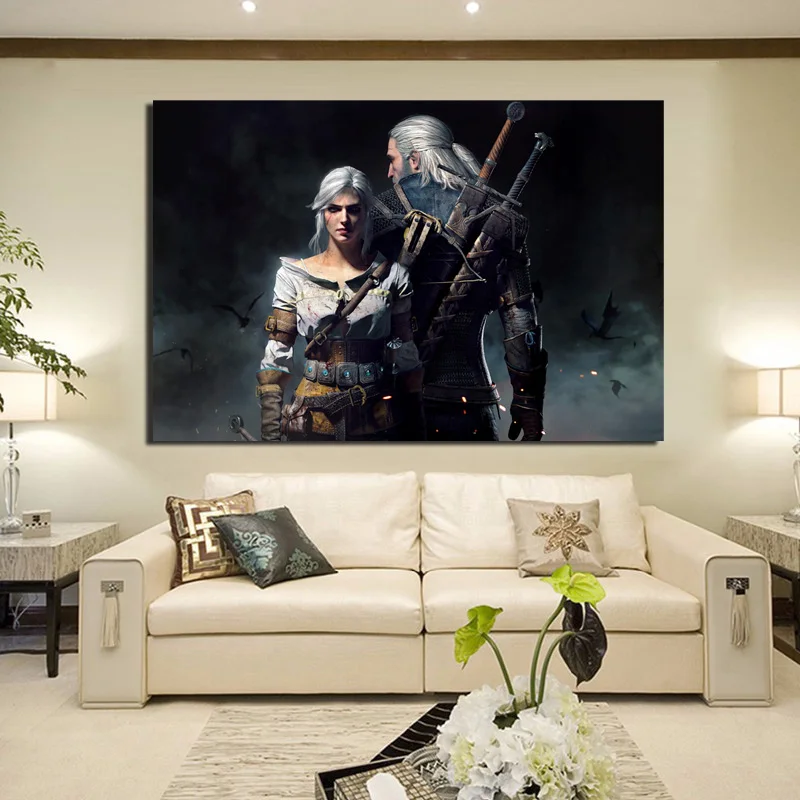 The Witcher 3 Wild Hunt Geralt And Ciri Canvas Painting Prints Living ...