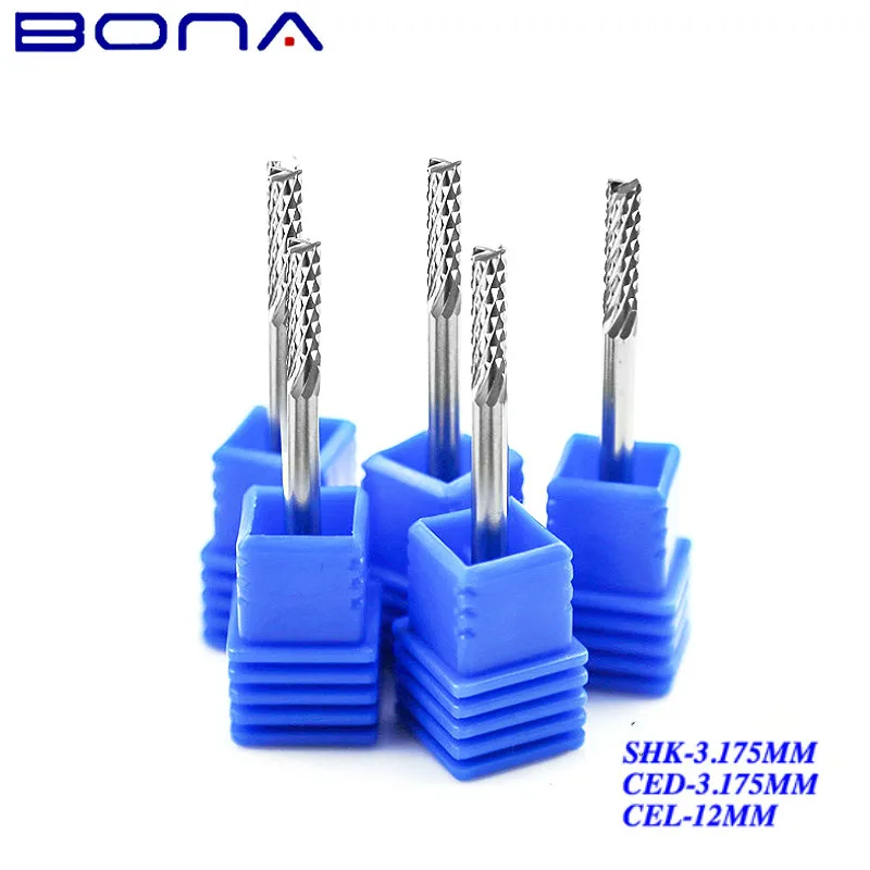 Imported 10pcs 3.175*12MM PCB Corn Cutter Bits, End Mill for PCB ...