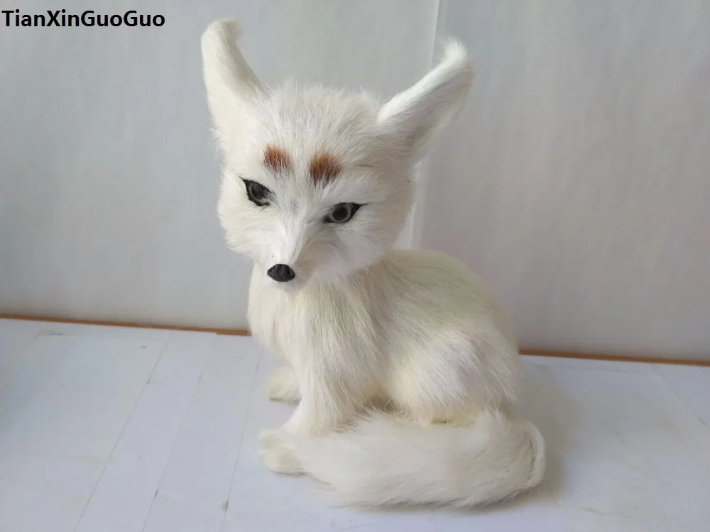 White Fox Hard Model Polyethylene&furs About 11x15cm Squatting Fox Prop ...