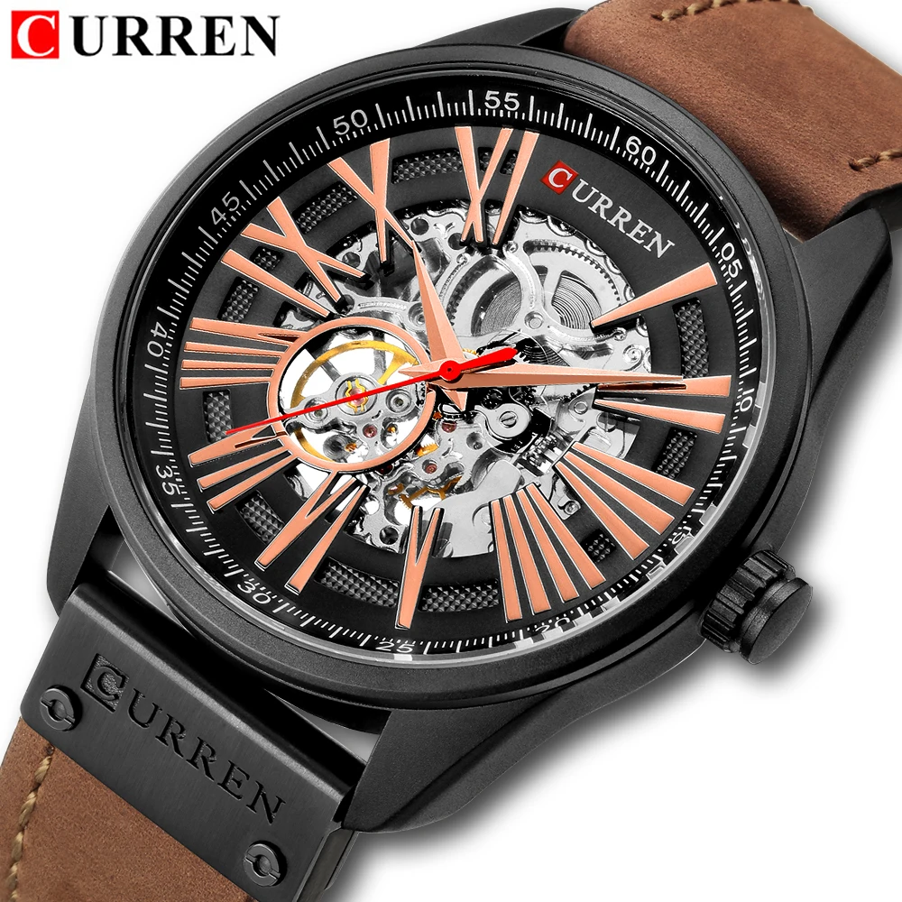 Curren Men Watches Automatic Mechanical Watch Tourbillon Sport Clock ...