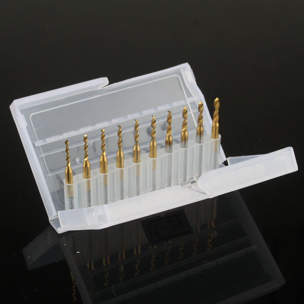 10pcs 1.5-2.4mm Titanium Tungsten Carbide Pcb Cnc Drill Bits - Milling ...
