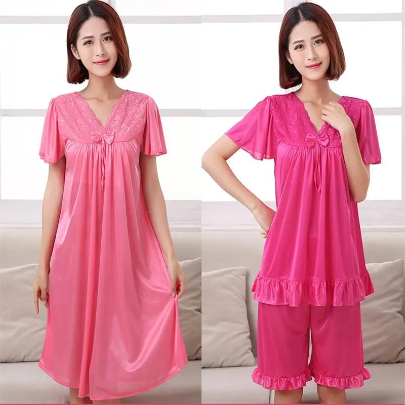 Gratis Pengiriman 2022 Gaun Malam Wanita Musim Panas Sutra Es Set ...