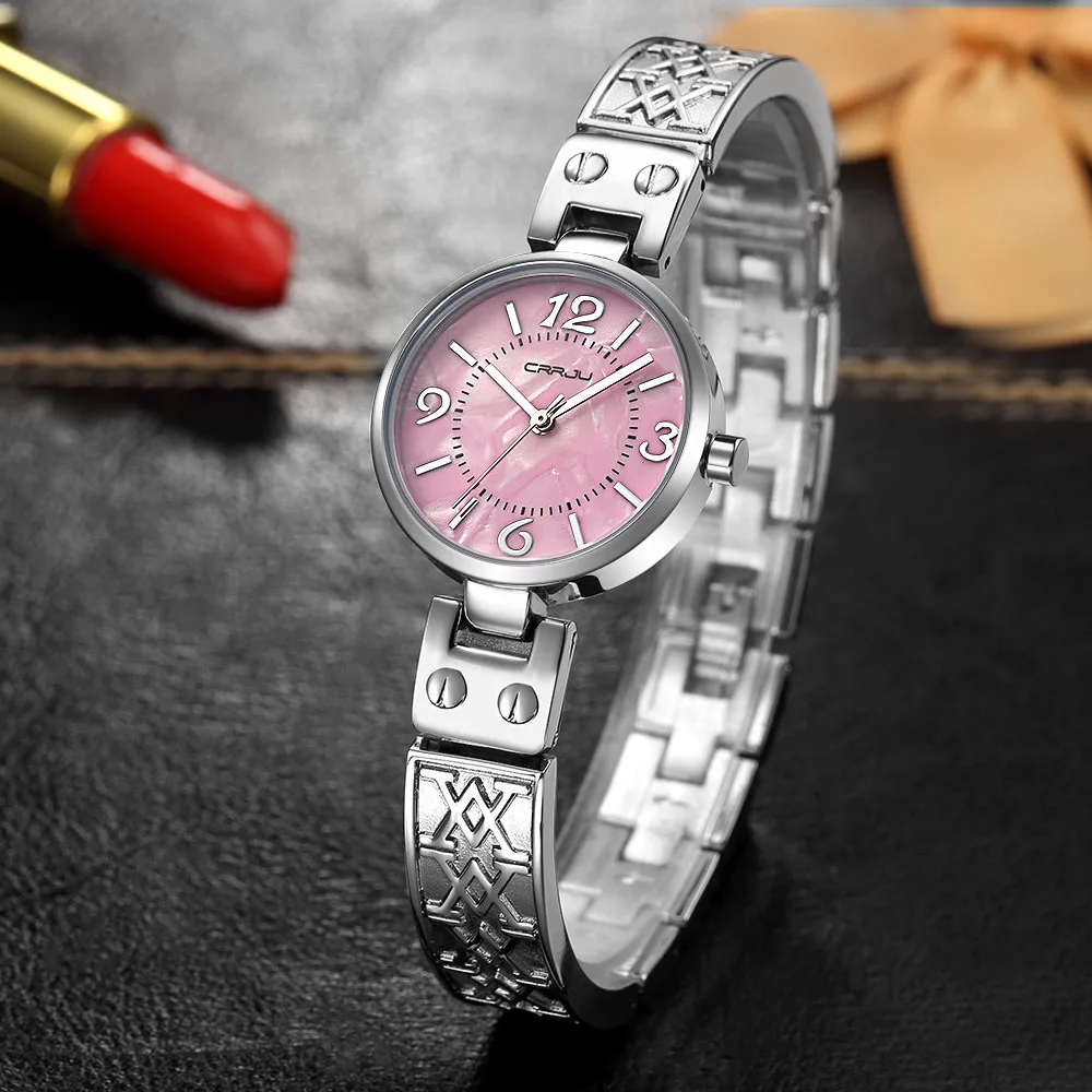 Luxury Brand CRRJU Quartz Watch Women Waterproof Bracelet Watch Golden ...