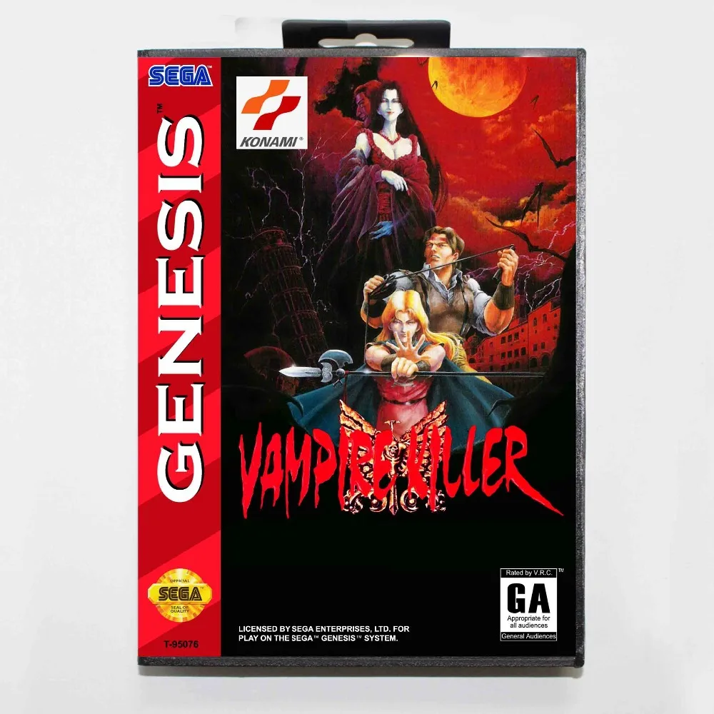 Vampire Killer 16 bit MD Game Card With Retail Box For Sega Mega Drive ...