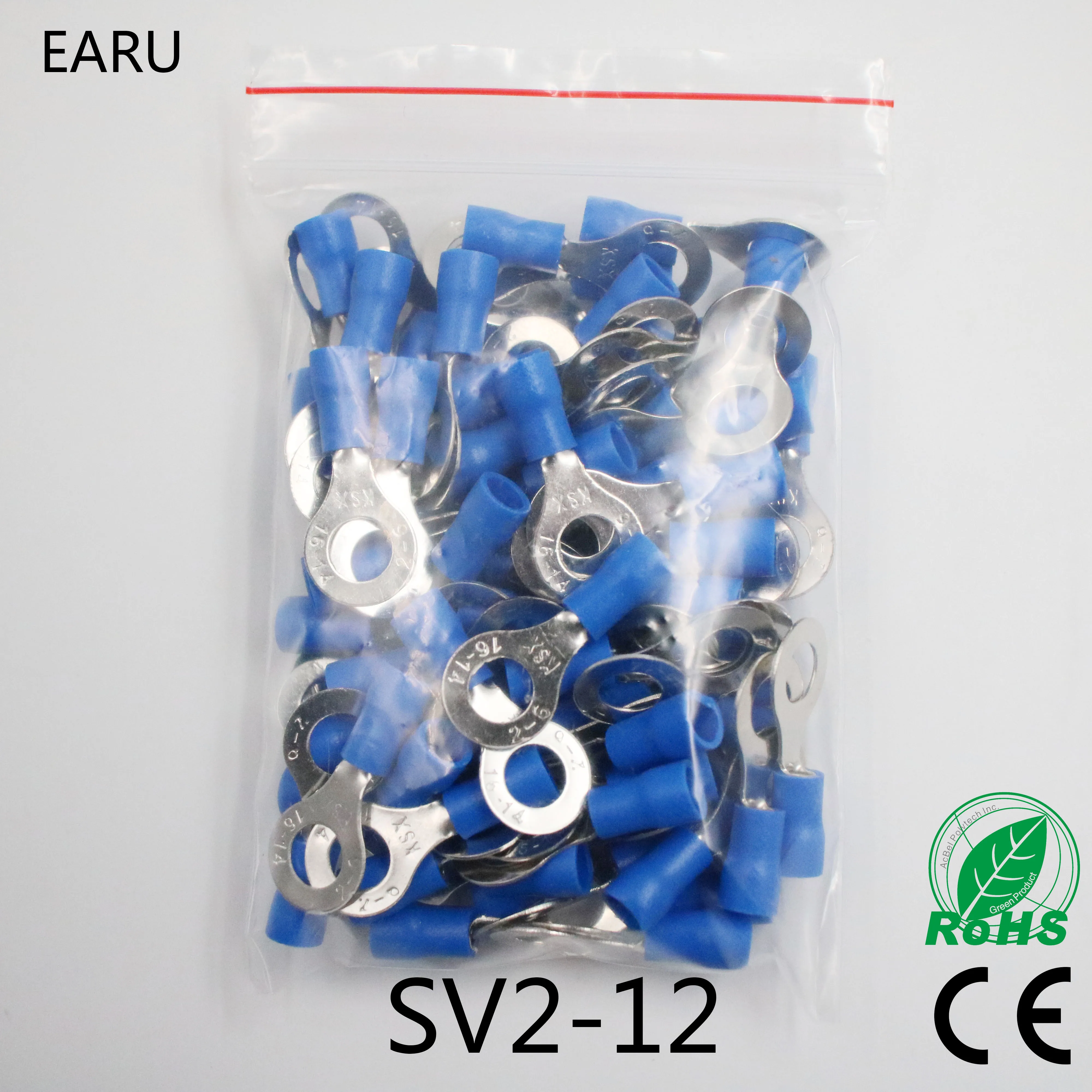 RV2 12 Blue Ring insulated terminal 100PCS/Pack suit 1.5 2.5mm cable ...