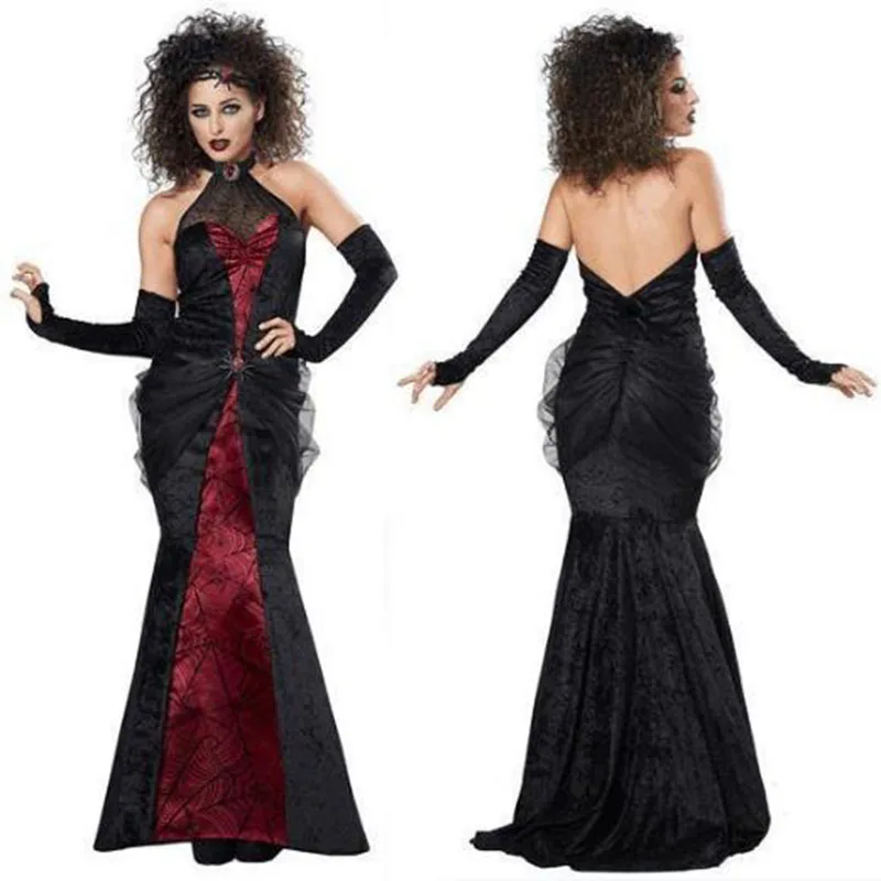 European Fashion 2018 Halloween Vampire Maxi Dress Sexy Backless Party ...