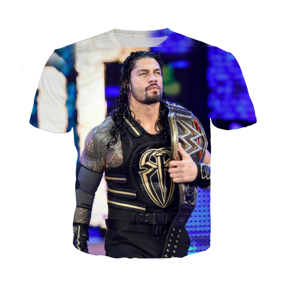 WWE superstar Roman Reigns t shirt 3D print short sleeve wome muscle ...