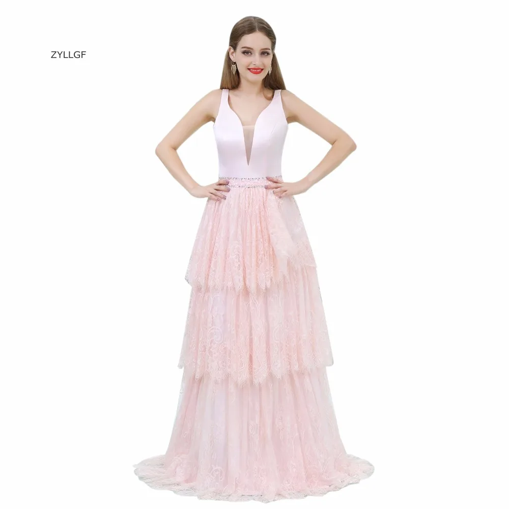 ZYLLGF Robe De Soiree 2018 Solde A Line V Neck Beaded Waist Elegant ...