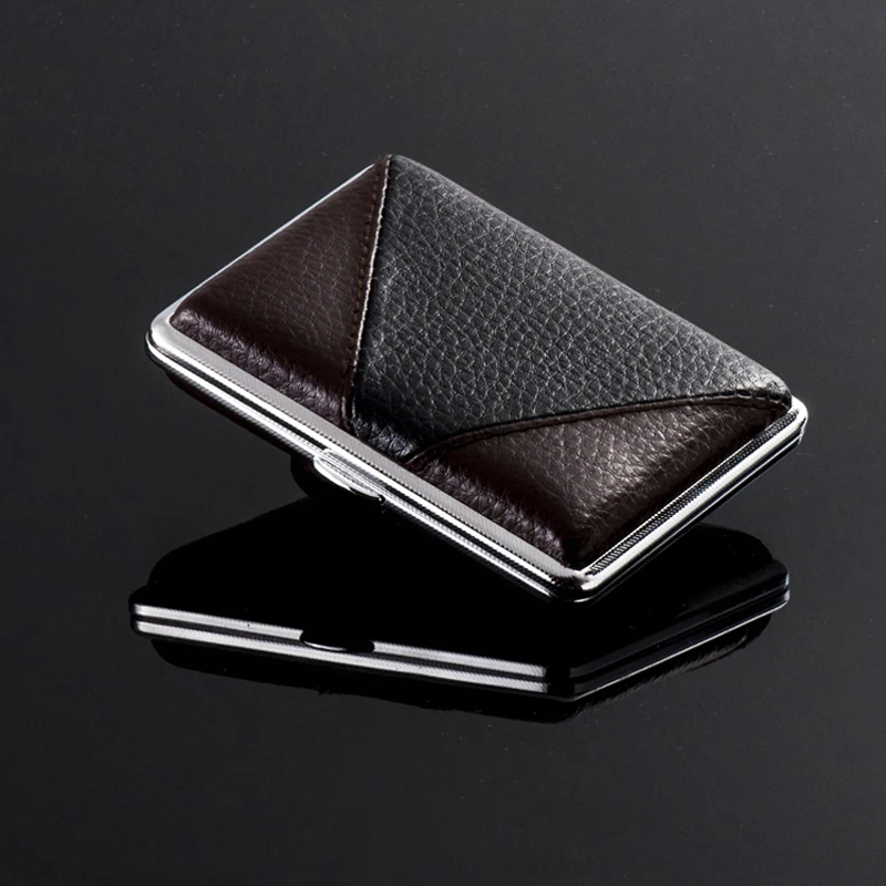 Smoker Color Blocking Genuine Leather 16pcs Cigarette Case Classical ...