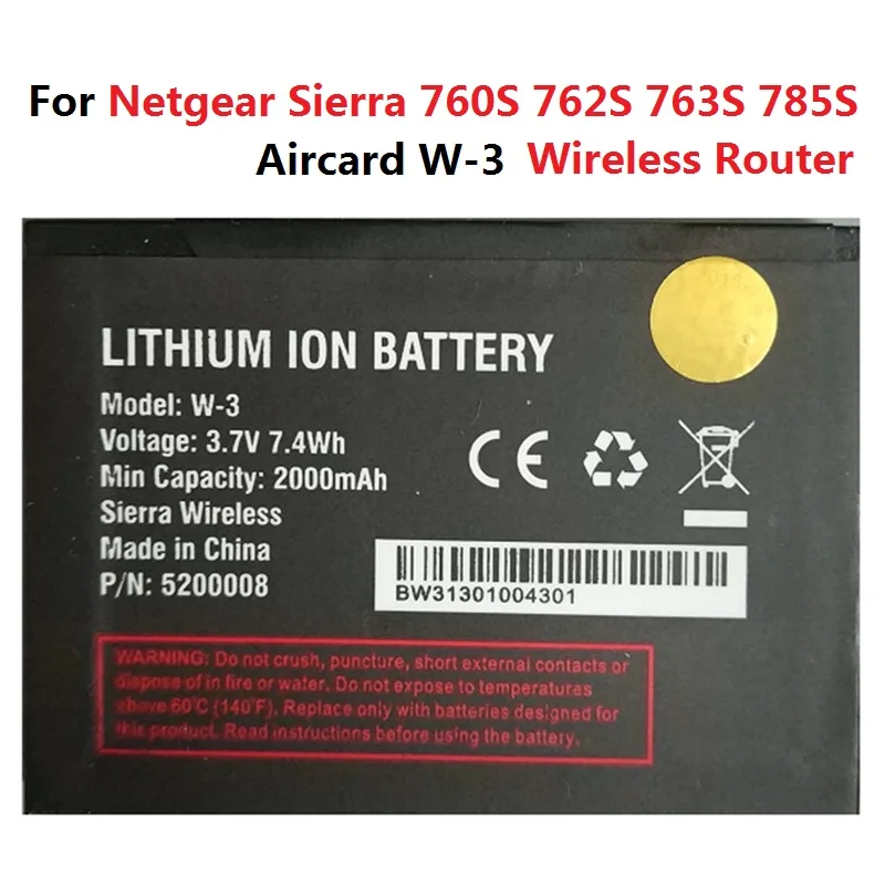 3.7V 2000mAh W-3 Battery W3 for Netgear Sierra 760S 762S 763S 785S ...