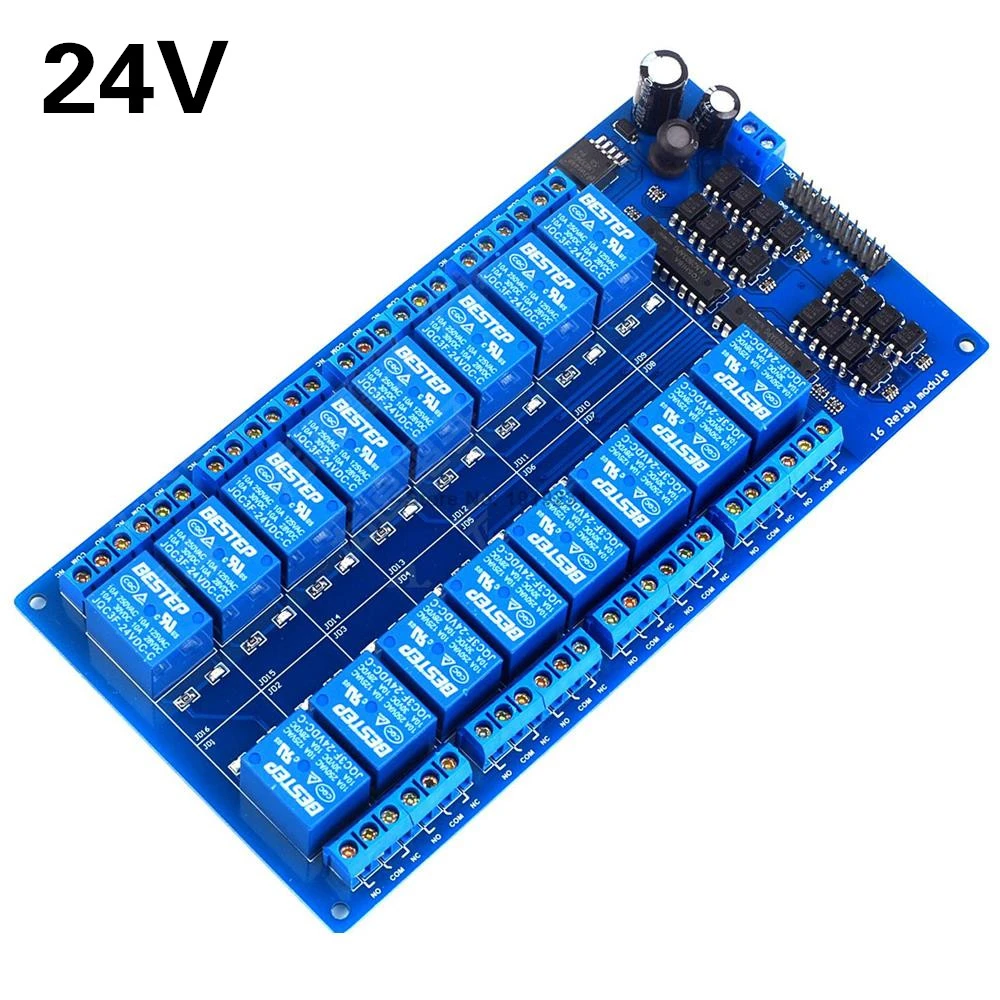 DC 24V 16 Channel Relay Module Interface Board With Optocoupler ...