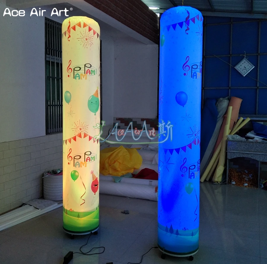2 PCS LED Illuminate Inflatable Pillar Lighting Tube/Column with Base ...