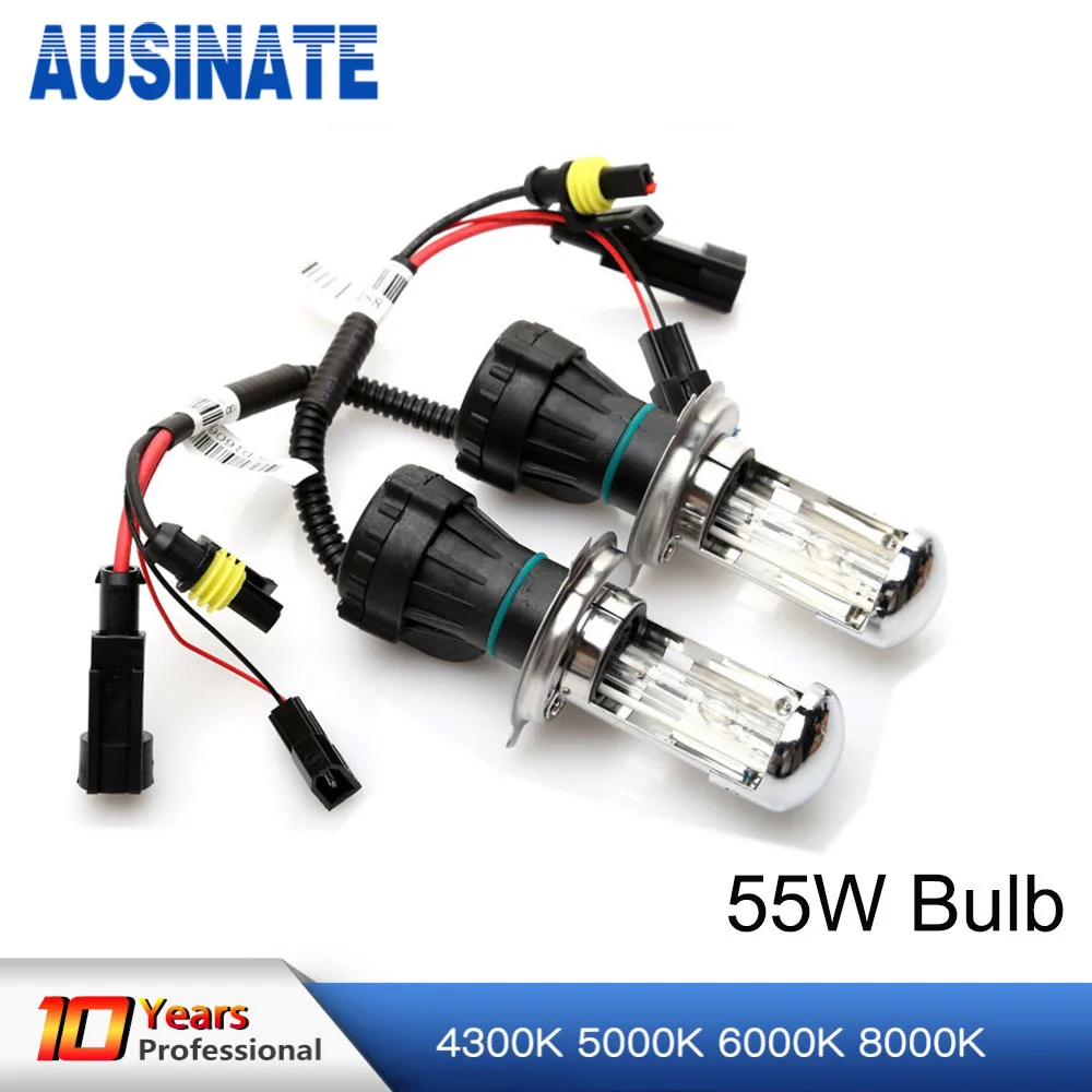 Bombilla de Xenón de 55W H4, repuesto para faro de xenón de coche 4300K ...