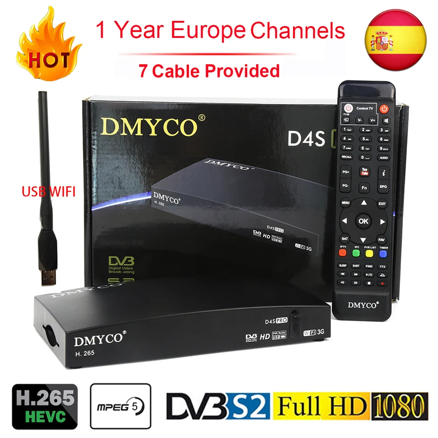 Original Satellite Receiver DVB S2 1 Year Europe 7 Cable HD 1080P USB ...