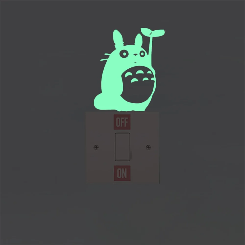 Glow in The Dark Switch Stickers Cartoon Totoro Luminous Toilet Sticker ...