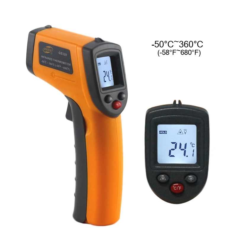 Eletronic Digital IR 적외선 온도계 레이저 GS320 온도 건 Tester 비 Contact 온도계 C/F ...