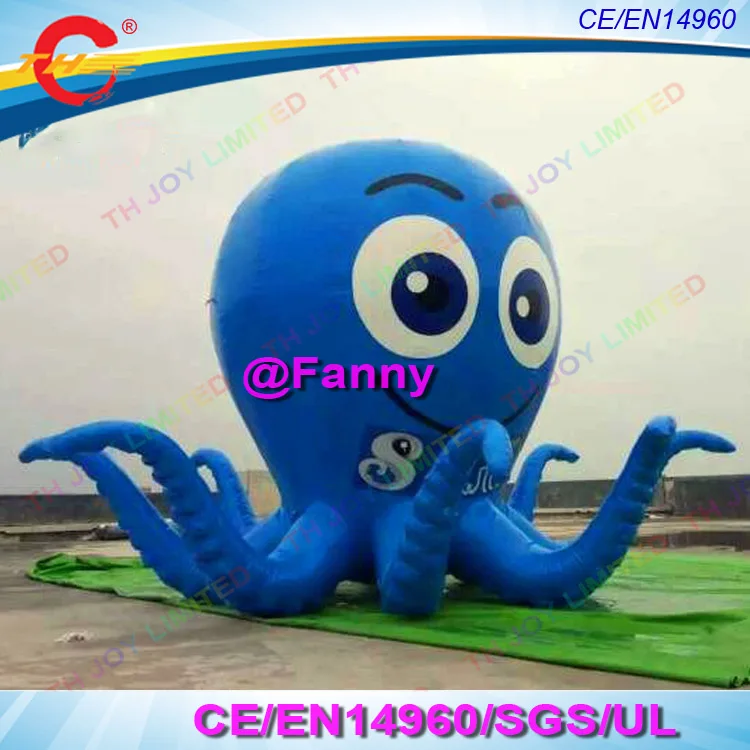 Customized logo 4m/6m/8m tall giant inflatable octopus decorative blue ...