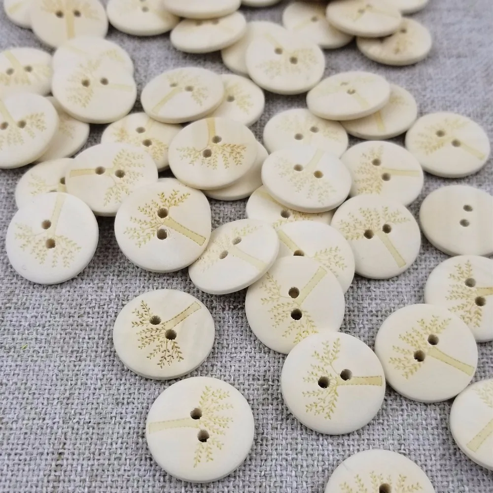 50pcs Wood Sewing Button Scrapbooking Wooden Decorative Buttons Craft ...