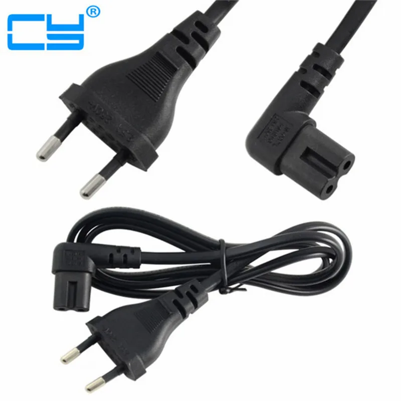 Angled 1m Power Cord Cable Eu 2-prong Ac Plug Adapter Lead Figure 8 C7 To Euro Eu European 2 Pin ...