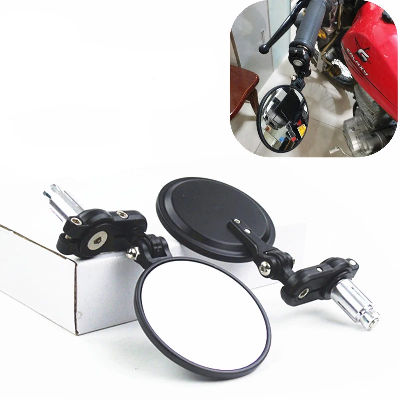 Universal Motorcycle Mirror Motor Bike Modified Retro Black Billet