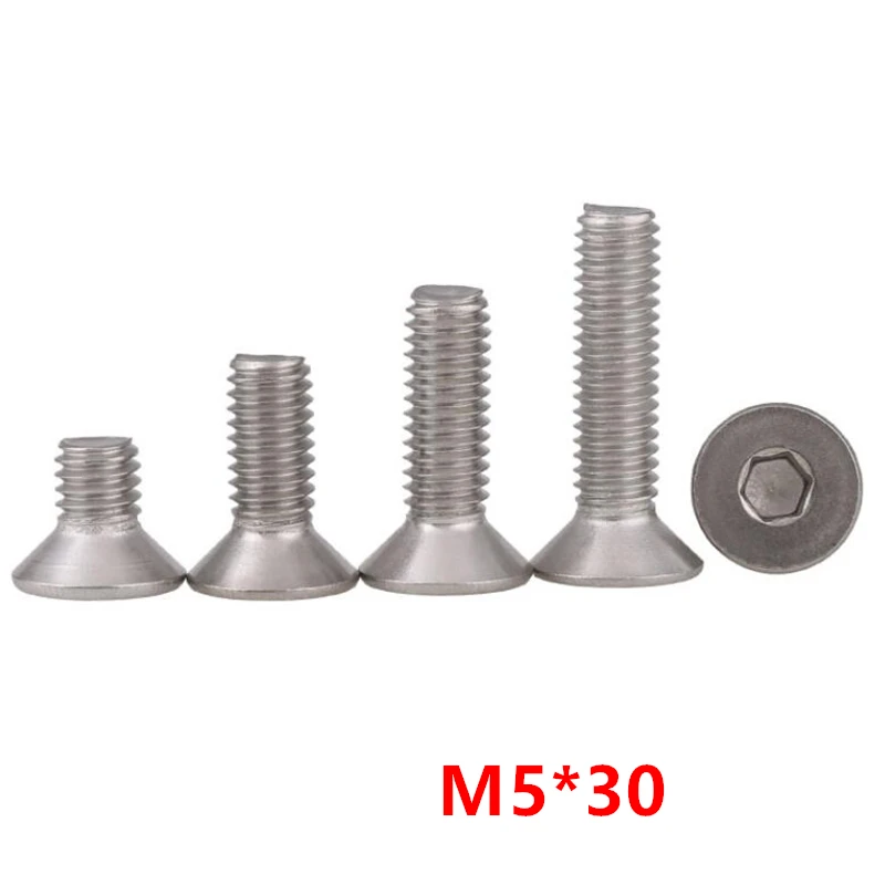100pcs DIN7991 M5*30 Hex Socket Machine Screw Flat Countersunk Head ...