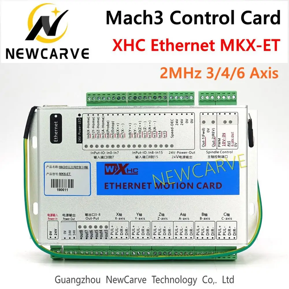 XHC Mach3 CNC 컨트롤러 MKX-ET 이더넷 브레이크아웃 보드, 3 4 6 축 모션 제어 카드, CNC 조각기 NEWCARVE 지원