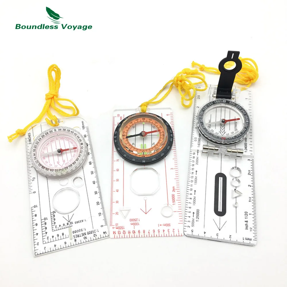 Boundless Voyage Outdoor Survival Map Scale Compass Waterproof Directional Cross Country