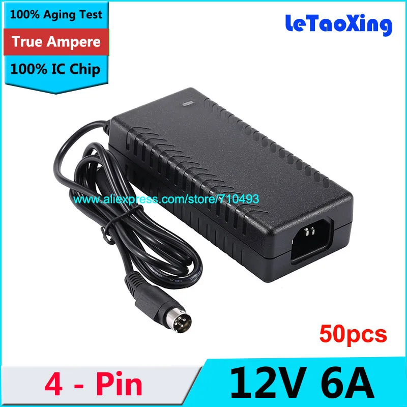 50pcs AC DC 12V 6A 4 Pin Power Adapter Supply 72W Switch 4 Pin For LCD ...