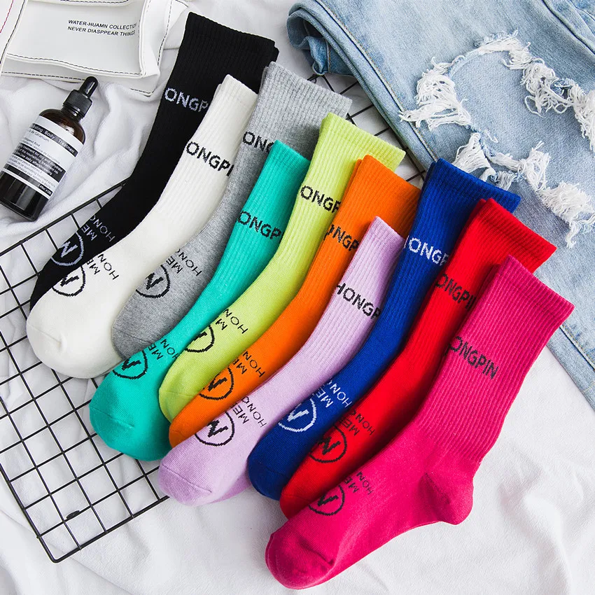 English alphabet Happy socks women letters candy color long trend ...