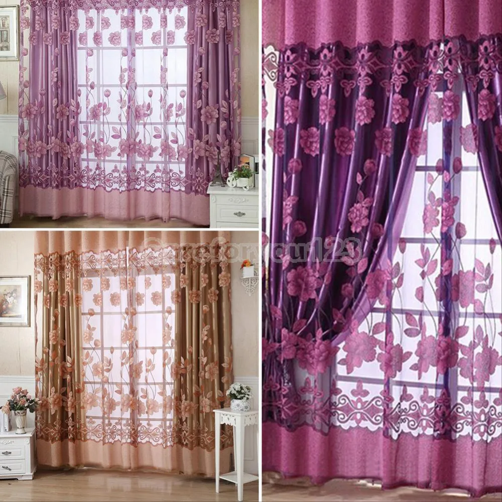 250*100cm Modern Voile Net Single Tulle Door Window Curtain Panel Plain ...