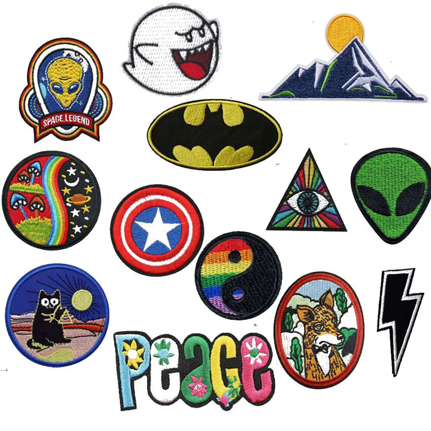 New spaceman Space Cat Alien Patches Astronaut Peace Embroidery Iron On ...