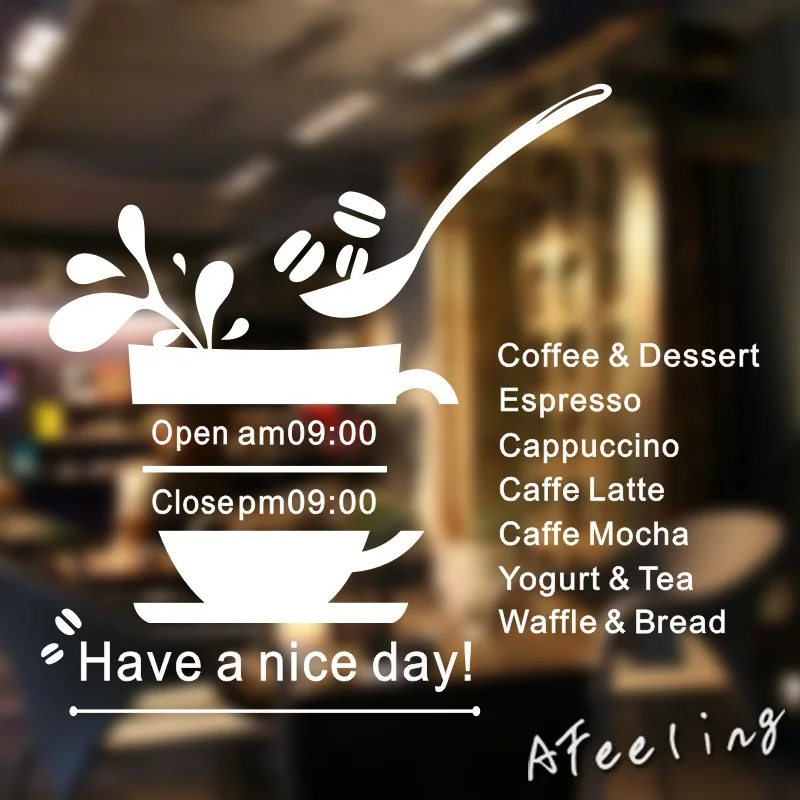 Aliexpress Buy Coffee Shop Vinyl Wall Decal Shop Bussiness Hours