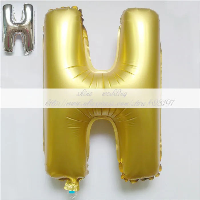 1pcs 16'' Silver/Gold Letter Alphabet "H" Foil Ballon Helium Balloon ...