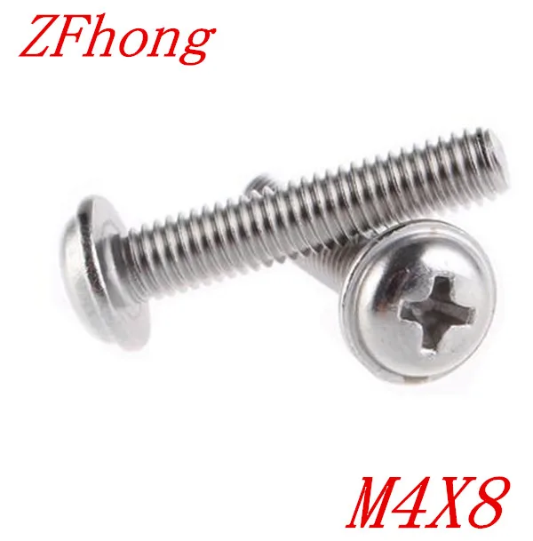 100PCS M4*8 M4 x 8 304 Stainless Steel Phillips Pan Washer Head Machine ...