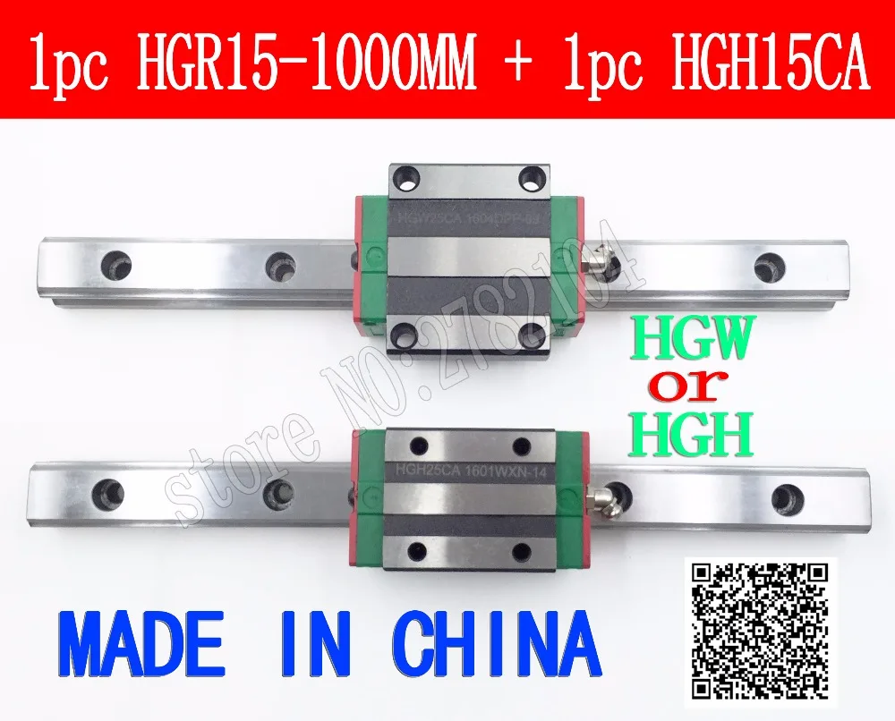New Linear Guide Rail Hgr15 1000mm Long With 1pcs Linear Block Carriage ...