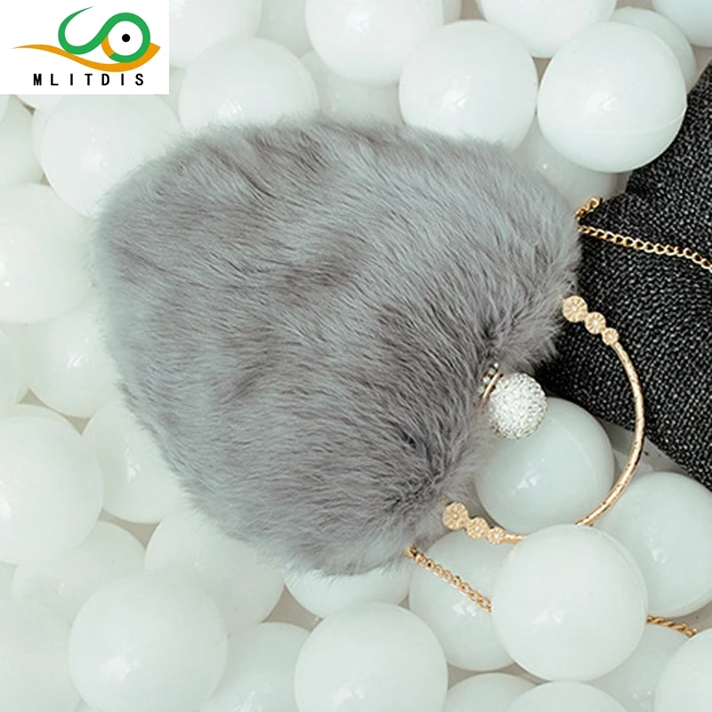 MLITDIS 2017 new winter women's Rabbit fur bags hair lock chain ...
