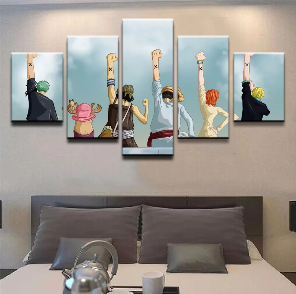 Painting Poster Wall Art Frame Photo 5 piece Anime One Piece Character ...