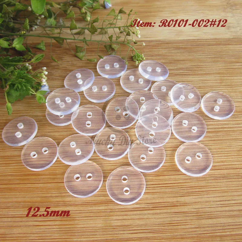 Wholesale buttons 500pcs 12.5mm double bread transparent resin buttons ...