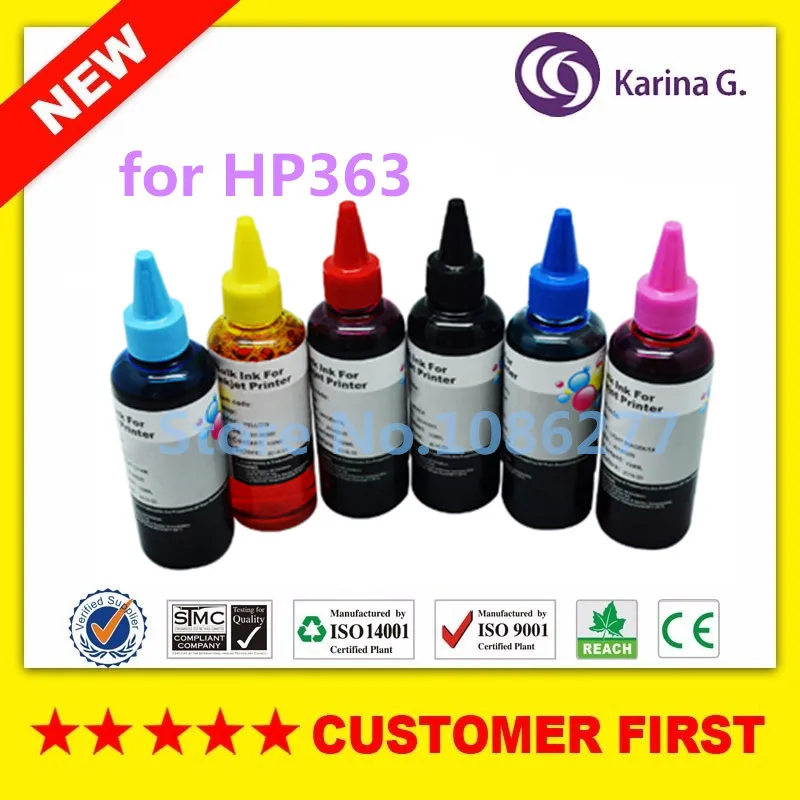 6X 100ml 리필 염료 잉크, HP363 HP 363 HP Photosmart 3210 3210v 3210xi 3213 ...
