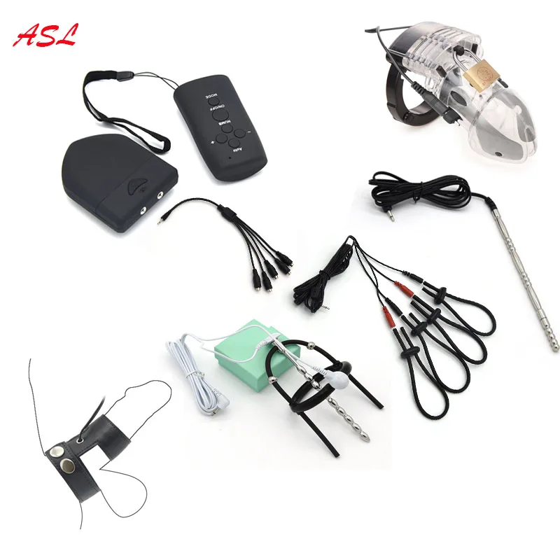 Remote Control Electric Shock Penis Cock Cage Chastity Device Ring ...