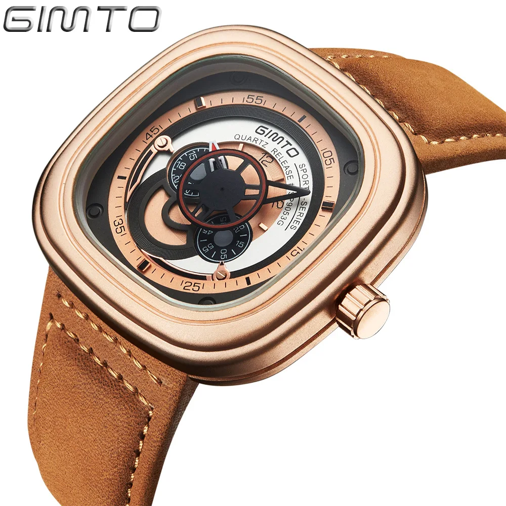 Unique Men's Watches Luxury Stylish Gold Square Creative Quartz ...