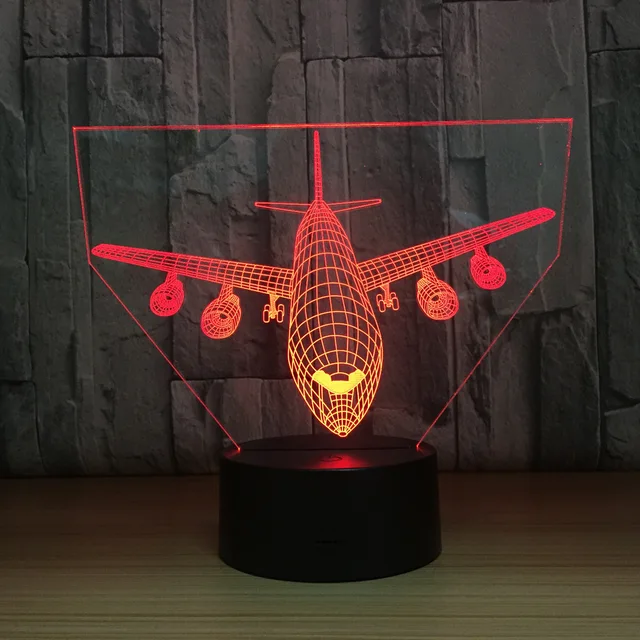 3D Light Air Plane Model Creative Night Light Touch Plane Desk Lamp LED ...